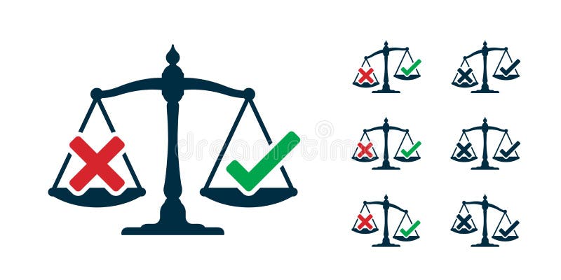 Scale with Check Mark and Cross. Decision Concept Stock Vector ...