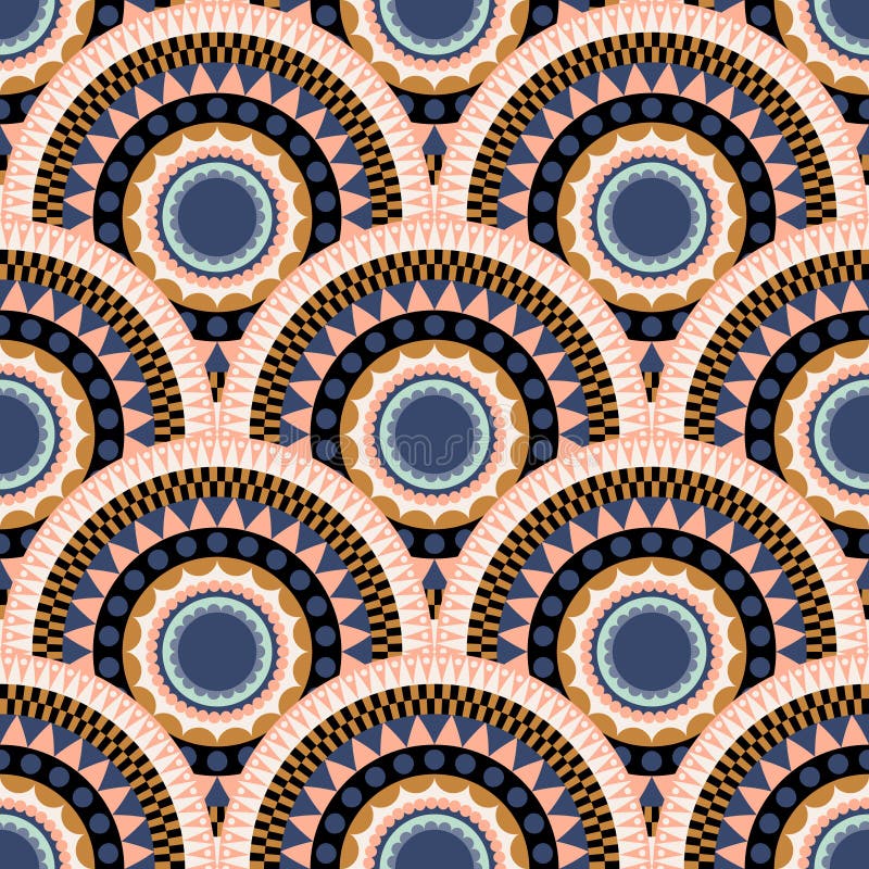 Scale Cirles Abstract Colorful Seamless Vector Pattern. Stock Vector ...