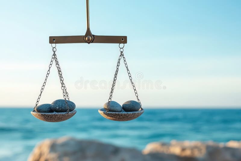 A Scale Constructed from Various Rocks is Resting on a Sizable Pile of ...