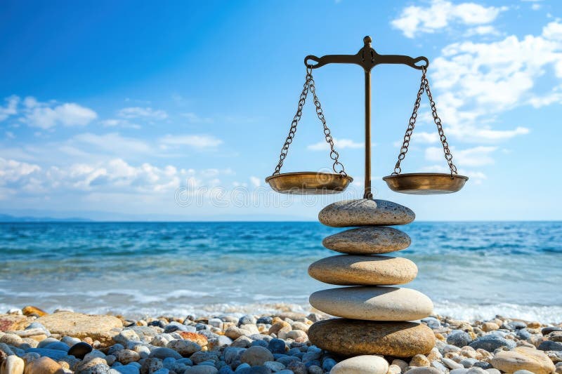 A Scale Constructed from Various Rocks is Resting on a Sizable Pile of ...