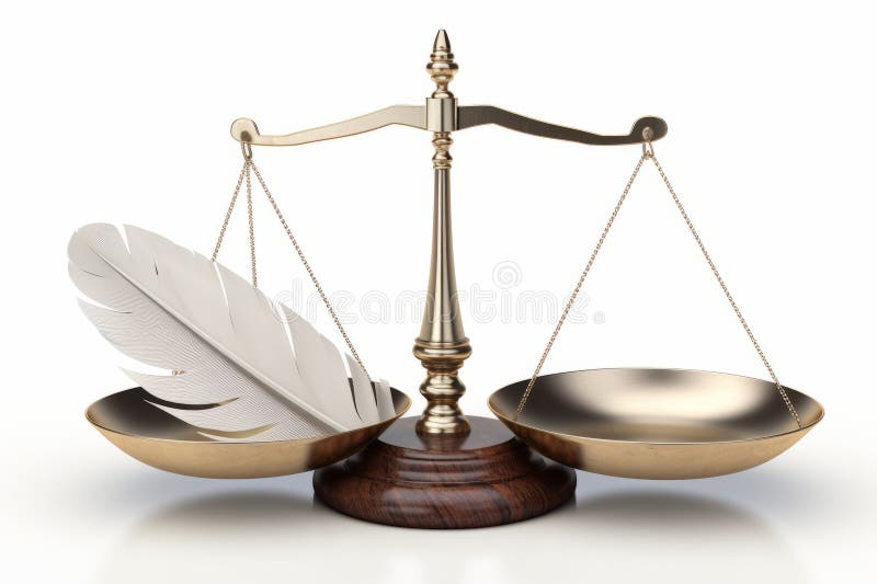 Scale with Feather on the Left Side and Empty on Another One. the ...