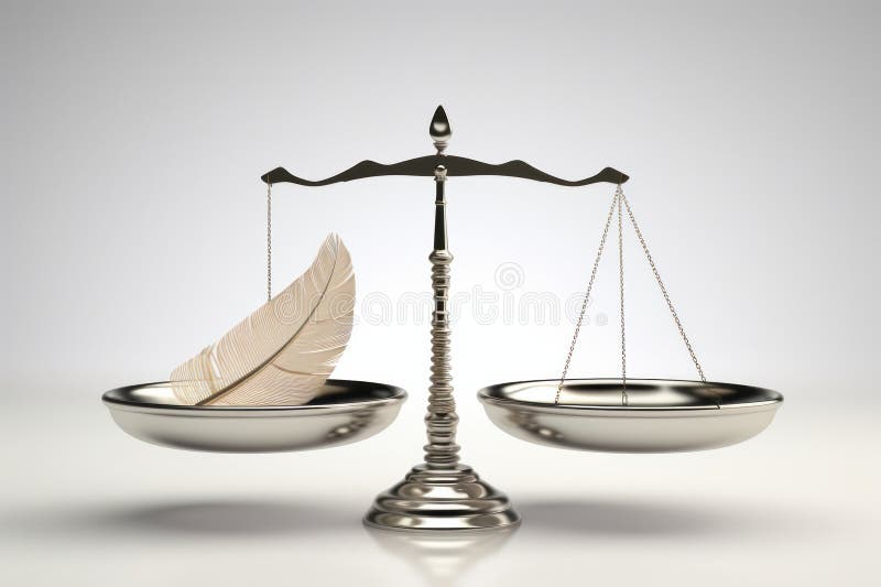 Scale with Feather on the Left Side and Empty on Another One. the ...