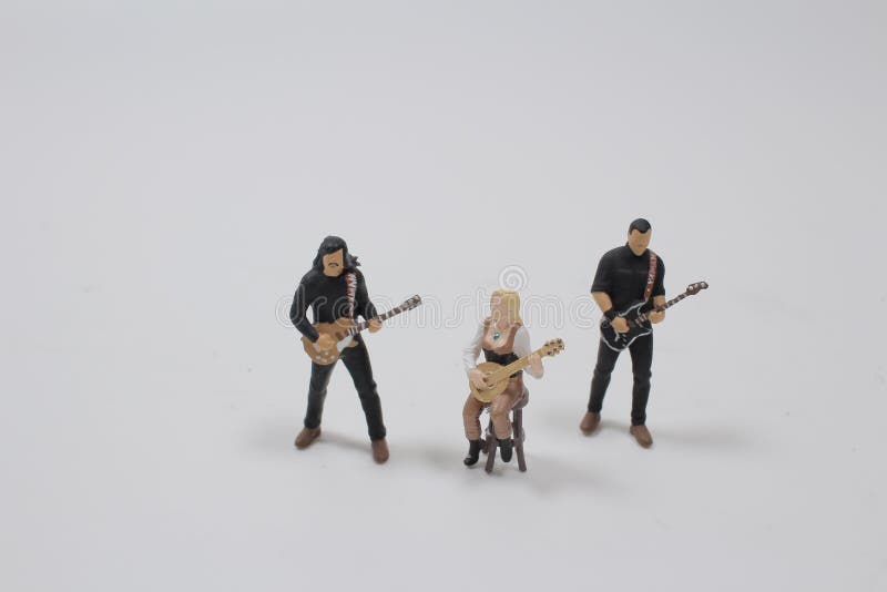 A Scale of Figure Band Rehearsing in Practice Space Stock Image - Image ...