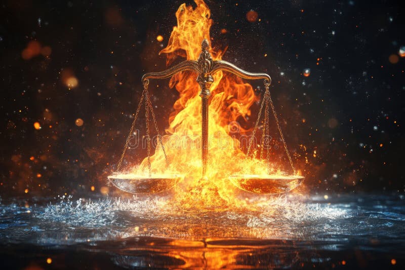 A Scale with a Flaming Tip is Floating in Water Stock Illustration ...