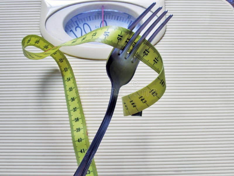 Weigh Scale, Fork and Metro Stock Photo - Image of dietitian, kitchen ...