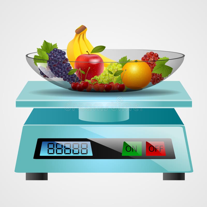 Fruits and scale stock vector. Illustration of balance - 29024681