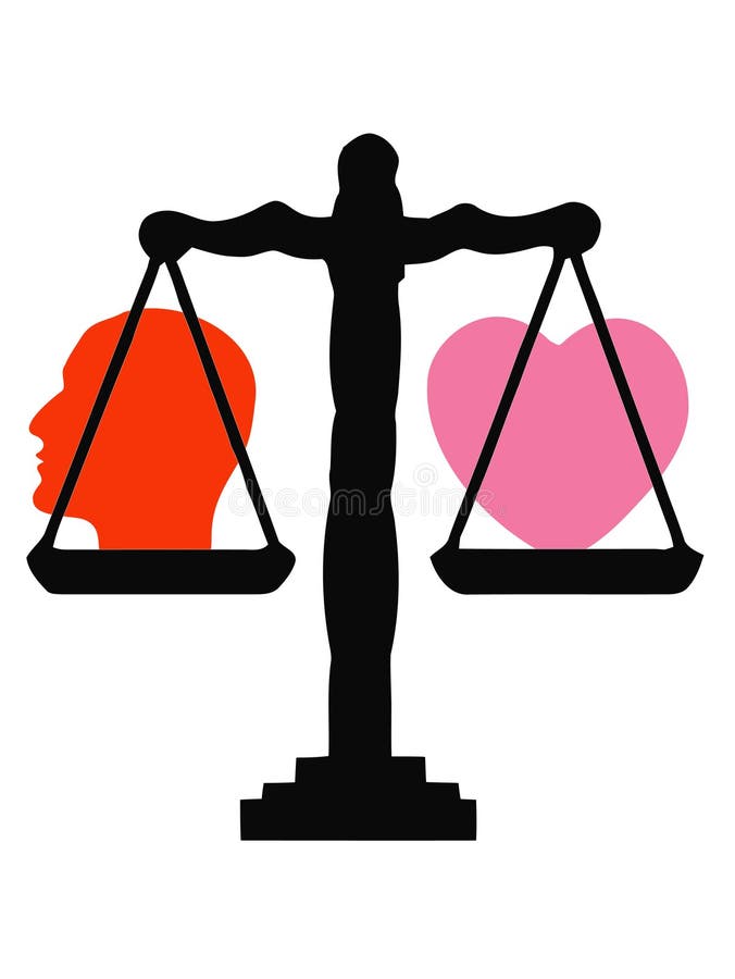 Scale with head and heart stock illustration. Illustration of weighing ...