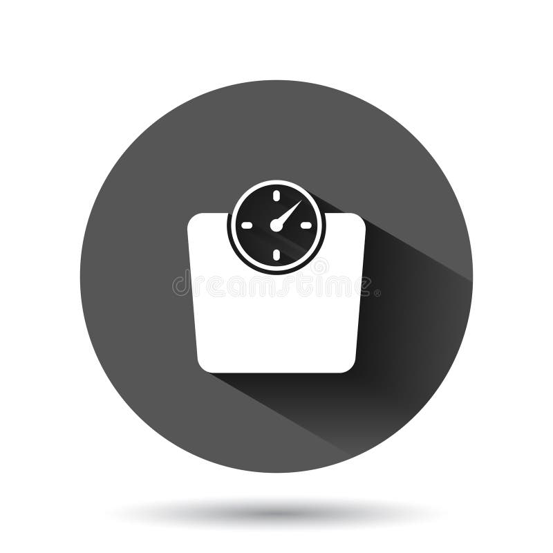 Scale Icon in Flat Style. Balance Vector Illustration on Black Round ...