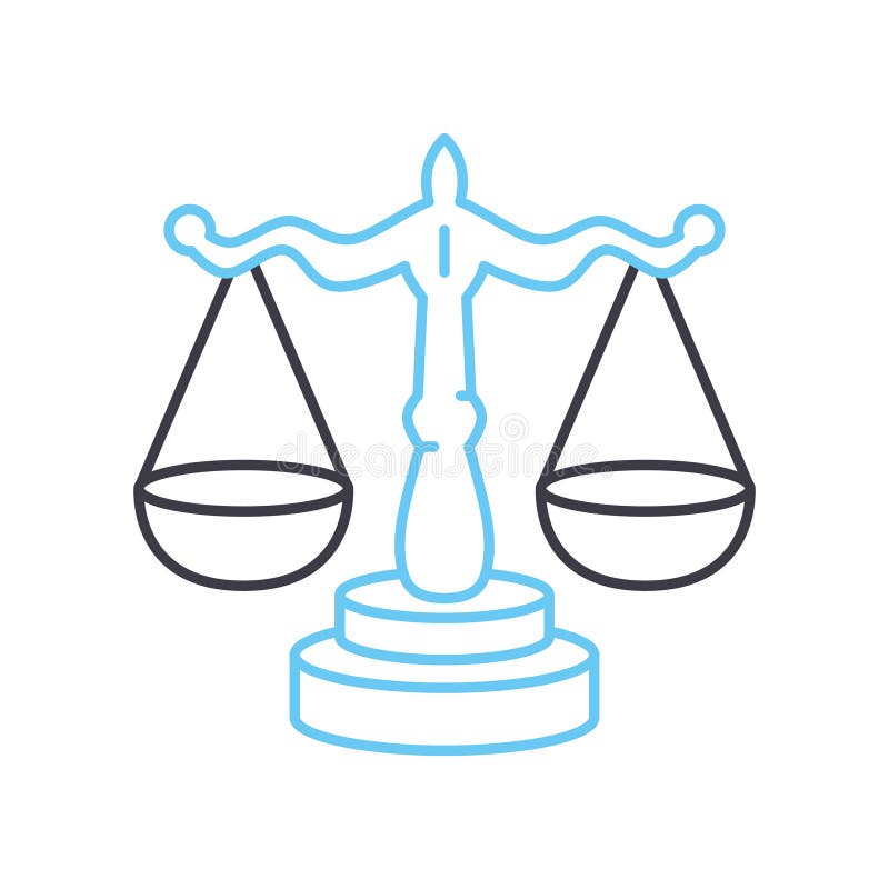 Scale of Justice Line Icon, Outline Symbol, Vector Illustration ...