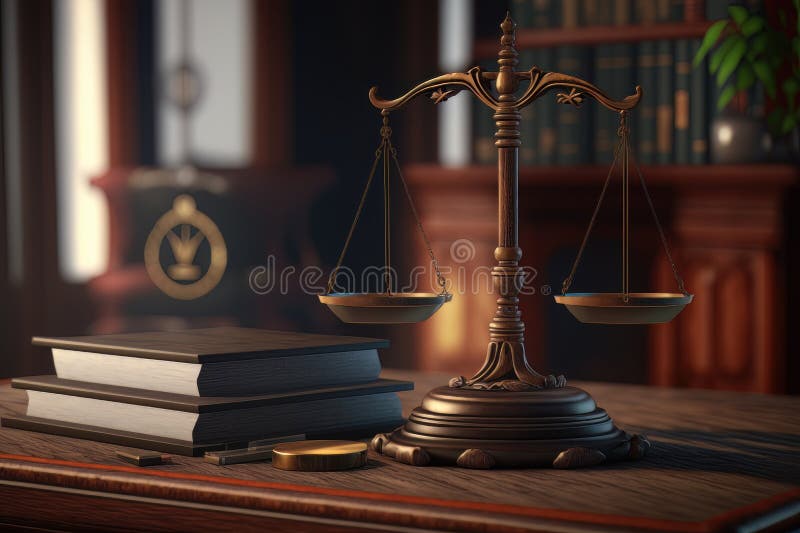 Scale of Justice on Table. Generative Ai Stock Illustration ...