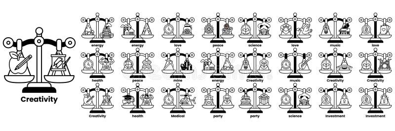 A Scale with Many Different Weights and a Variety of Items on it Stock ...