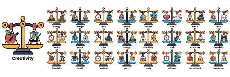 A Scale with Many Different Weights and a Variety of Items on it Stock ...