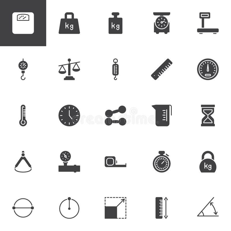 Scale and Measurement Vector Icons Set Stock Vector - Illustration of ...