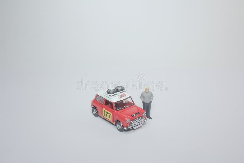 A Scale of Mini Cooper with Figure Stock Photo - Image of plastic ...