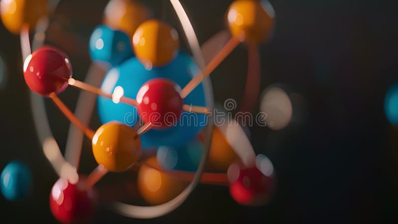 A Scale Model of an Atom with Each Particle Represented by a Different ...