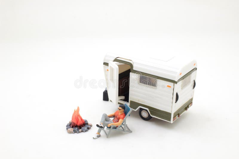 The Scale Model of Caravan with Figure Stock Image - Image of beach ...