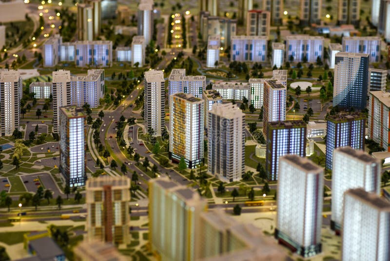 Scale Model of City Building with Roads Stock Image - Image of city ...