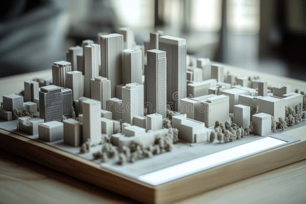 A Scale Model of a City Displayed on a Table Stock Photo - Image of ...