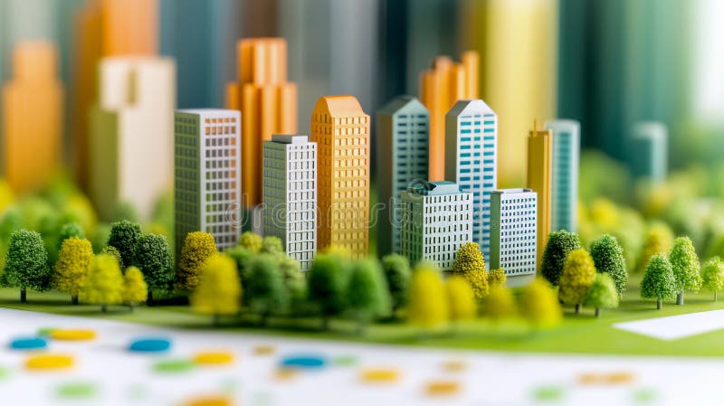 A Scale Model of a City that Includes Graphs and Charts To Demonstrate ...