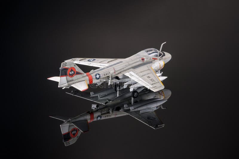 Scale Model of a Fighter with Details on a Black Background. Stock ...