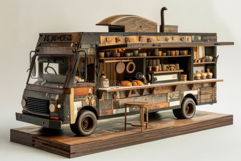 A Scale Model of a Food Truck is Showcased in a Display Setting ...