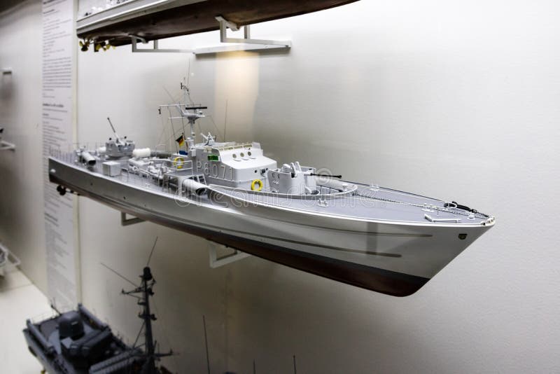 Scale Model of a Gunship in a Museum Editorial Stock Photo - Image of ...