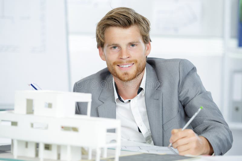 Happy Architect or Construction Contractor Stock Photo - Image of hard ...
