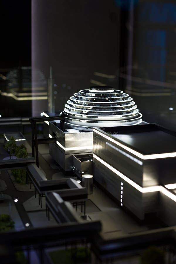 Scale Model of a Modern Building with Lighting Stock Illustration ...