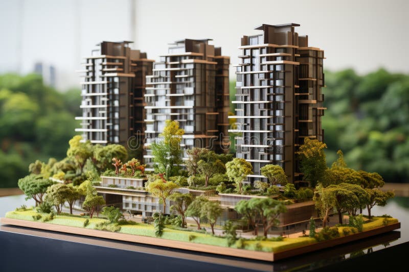 Scale Model of Modern Business Office Complex for Real Estate ...