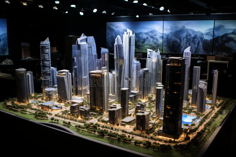 Scale Model of Modern Business Office Complex for Real Estate ...