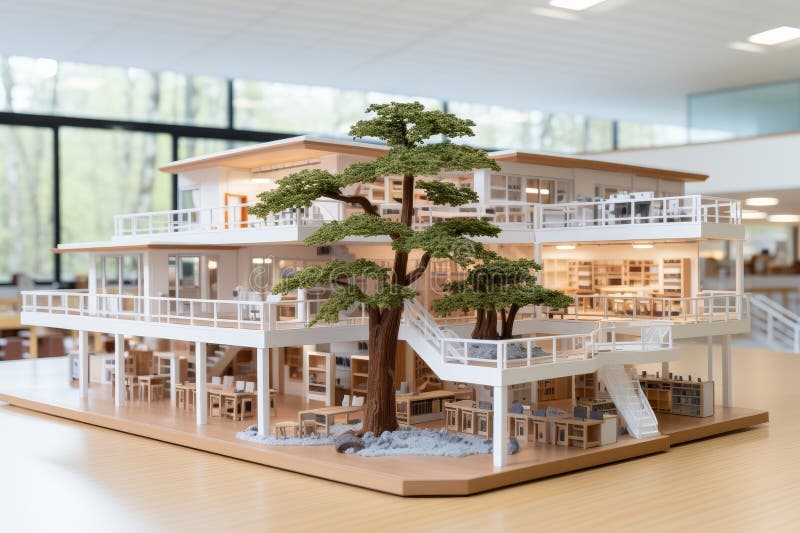 Scale Model of Modern Office Complex Displayed for Real Estate ...