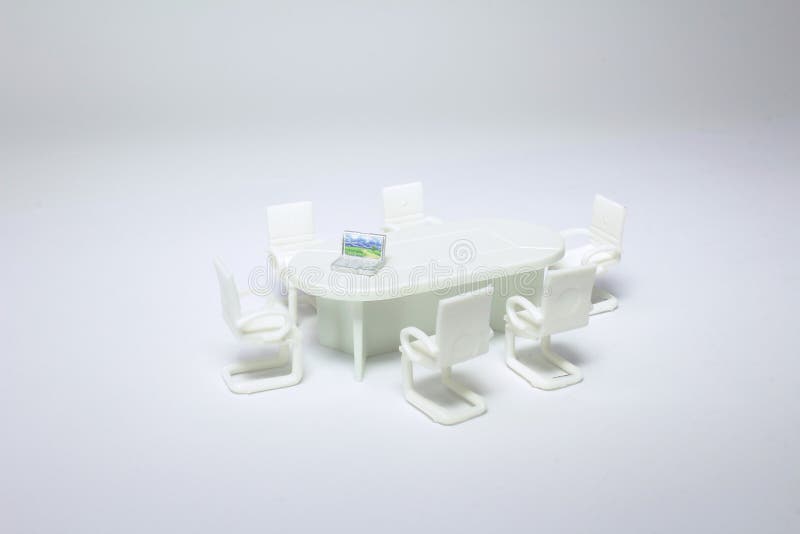 A Scale of Model Office Desk with Laptop Stock Image - Image of empty ...