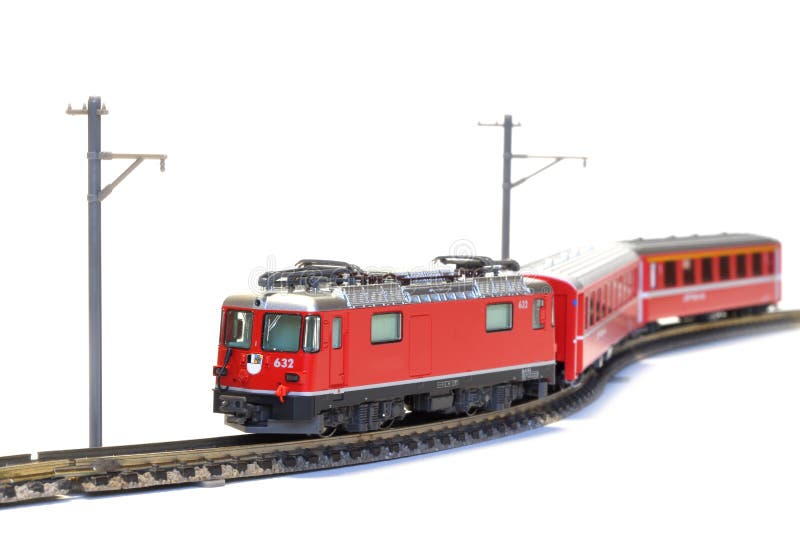 Scale Model of Red Train Isolated on White Stock Photo - Image of hobby ...