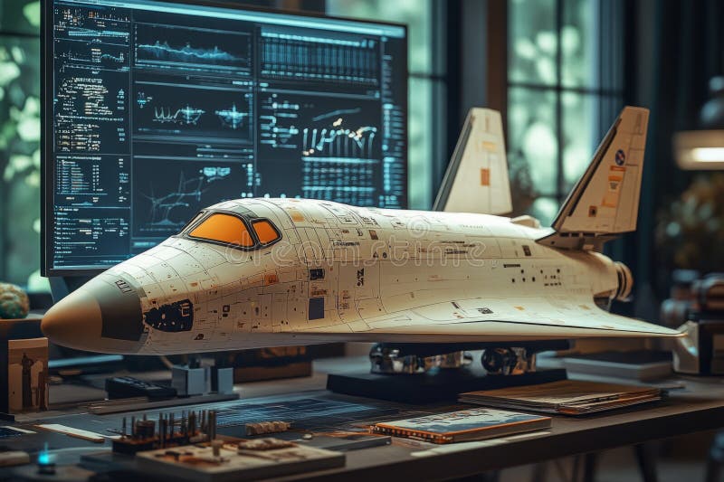 Scale Model of a Space Shuttle Displayed on a Desk, with a Computer ...