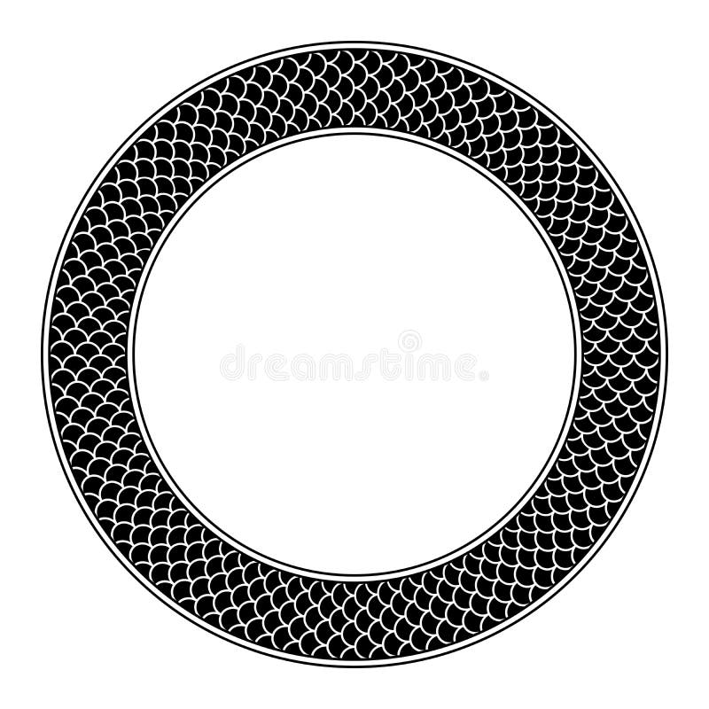 Circle Frame with Fish Scale Pattern, Round Decorative Border Stock ...