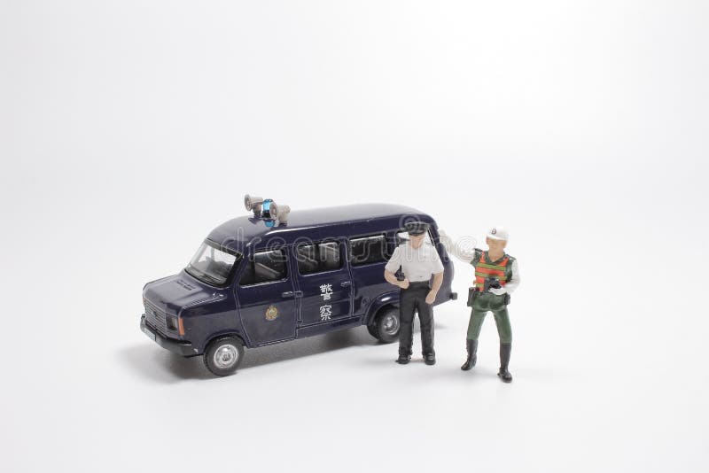 Scale Police Car Model with Figure at the White Board Stock Image ...