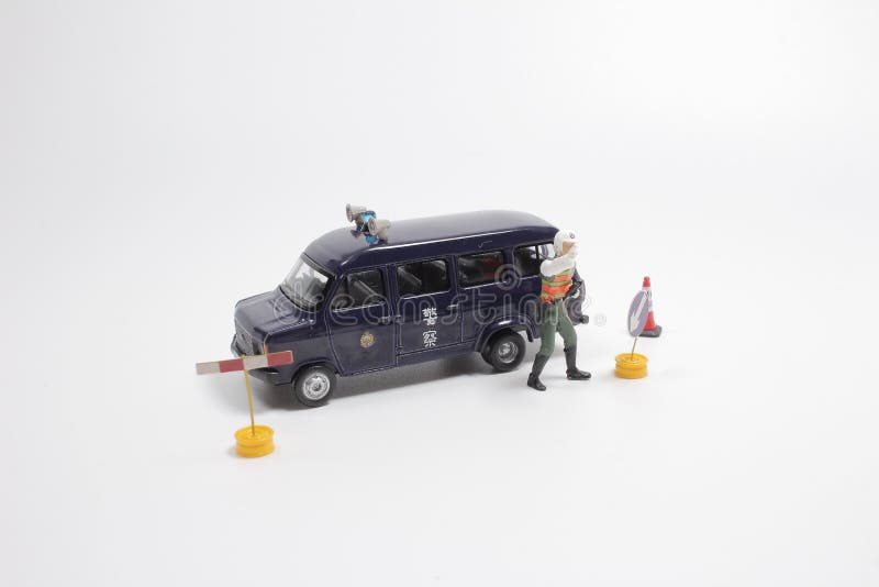 Scale Police Car Model with Figure at the White Board Stock Image ...