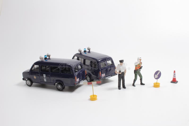 Scale Police Car Model with Figure at the White Board Stock Image ...