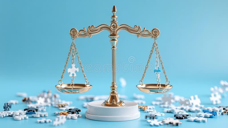 A Scale Representing Justice Amidst Colorful Puzzle Pieces, Symbolizing ...