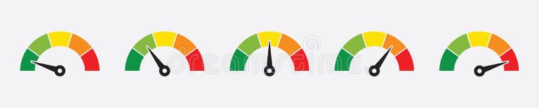 Scale Risk Meter Icon. Dashboard Colorful Indicators Speedometer. Stock Vector - Illustration of ...
