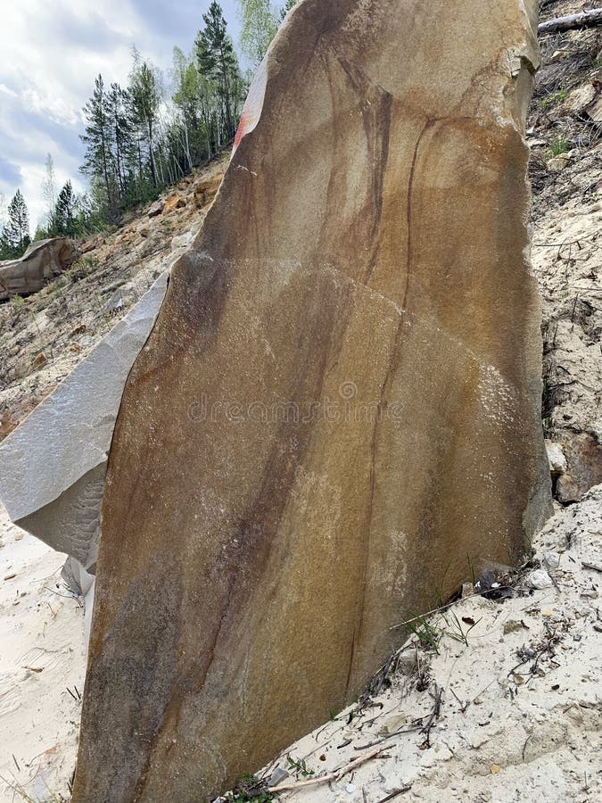 Rock in the Sand in an Old Quarry Stock Image - Image of green ...