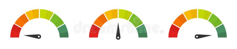 Scale Speed in Flat Style. Colour Speedometer Set Stock Vector ...