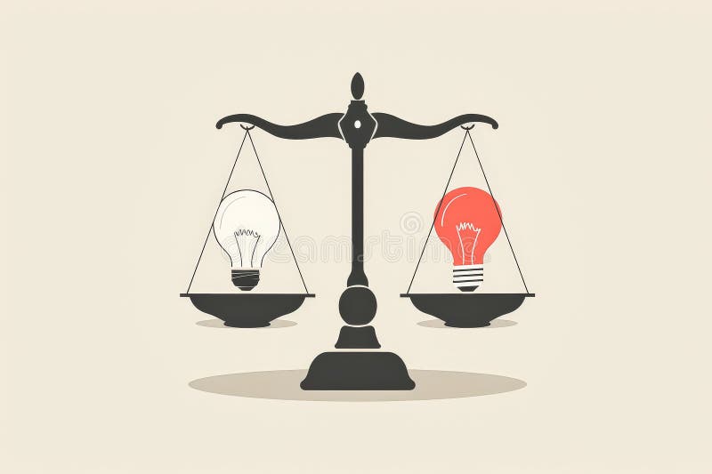 Scale with a Light Bulb on One Side and a Stack of Money on the Other ...