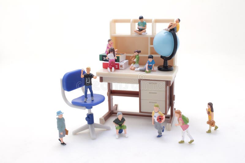 A Scale of the Student Desk with Children Stock Photo - Image of data ...