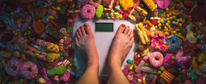 The Scale Surrounded by an Array of Colorful Candies and Sweets..AI ...