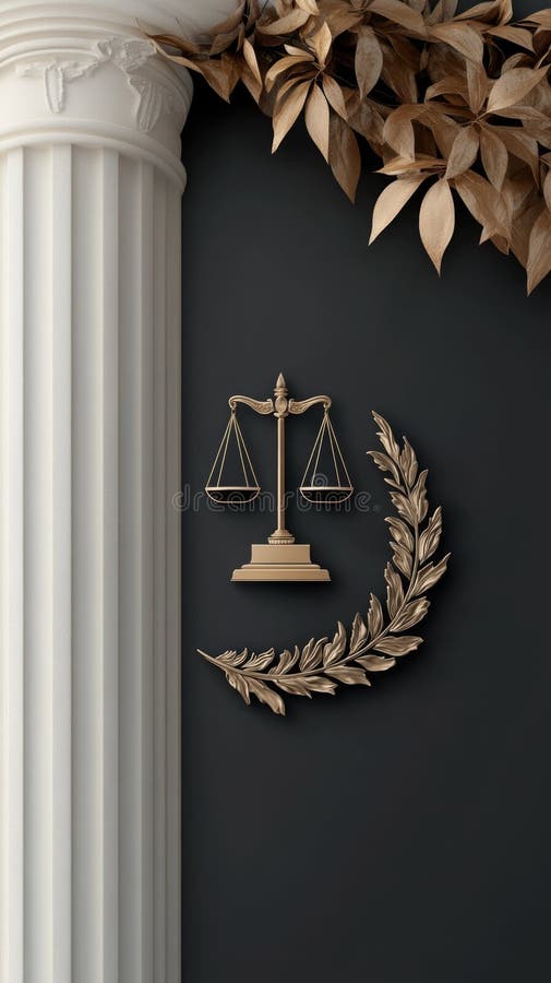 A Scale Symbolizing Justice is Mounted on a Dark Wall, Accompanied by ...
