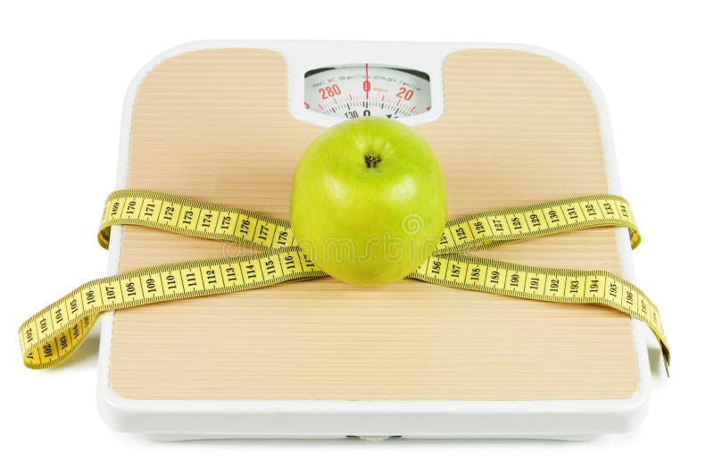 Scale, Tape and Apple on White Stock Photo - Image of apple, icon: 17974004