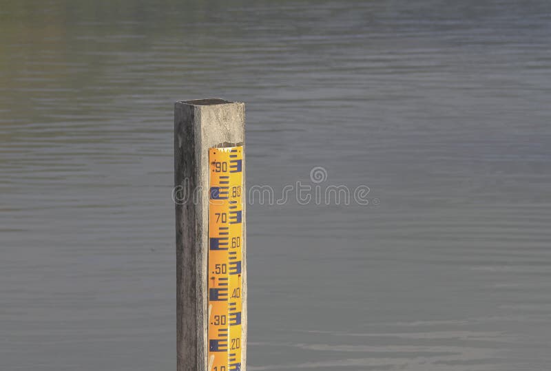 Scale To Measure the Water Level in the Dam Stock Photo - Image of ...