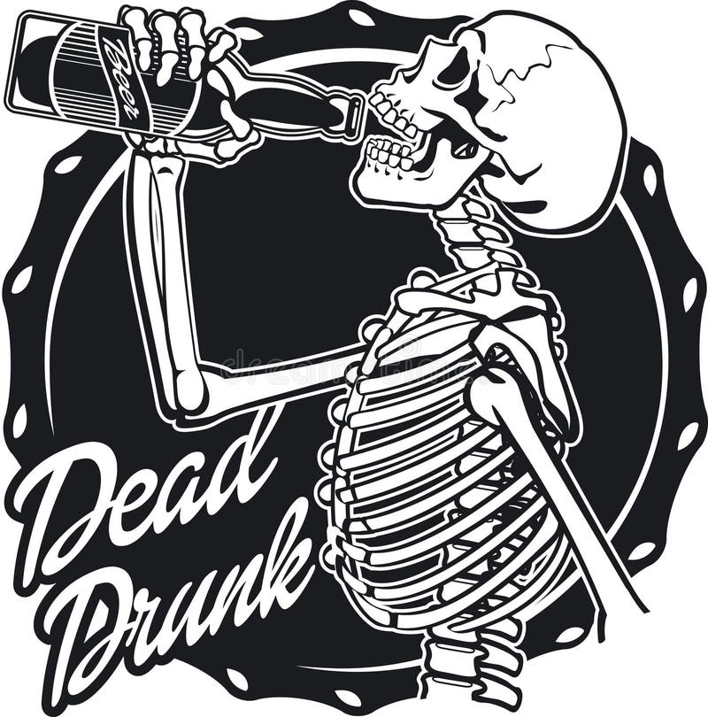 Human Skeleton Drinking a Bottle of Beer Stock Vector - Illustration of ...