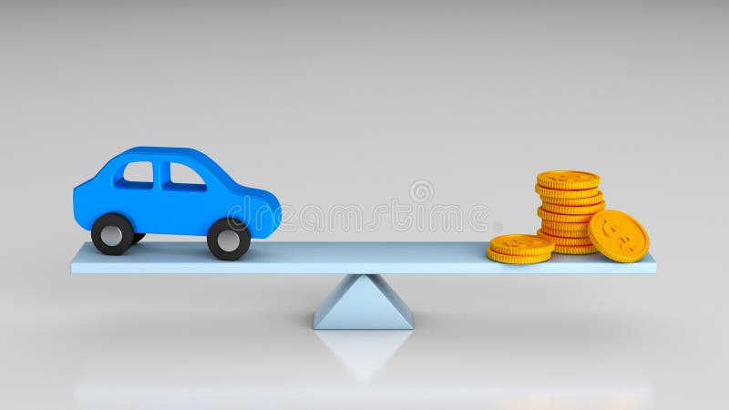 Scales of Balance and Choice of Money or Car. 3d Render Stock ...